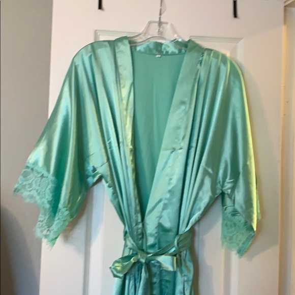 Other | Womens Sea Foam Green Satin Robe | Poshmark